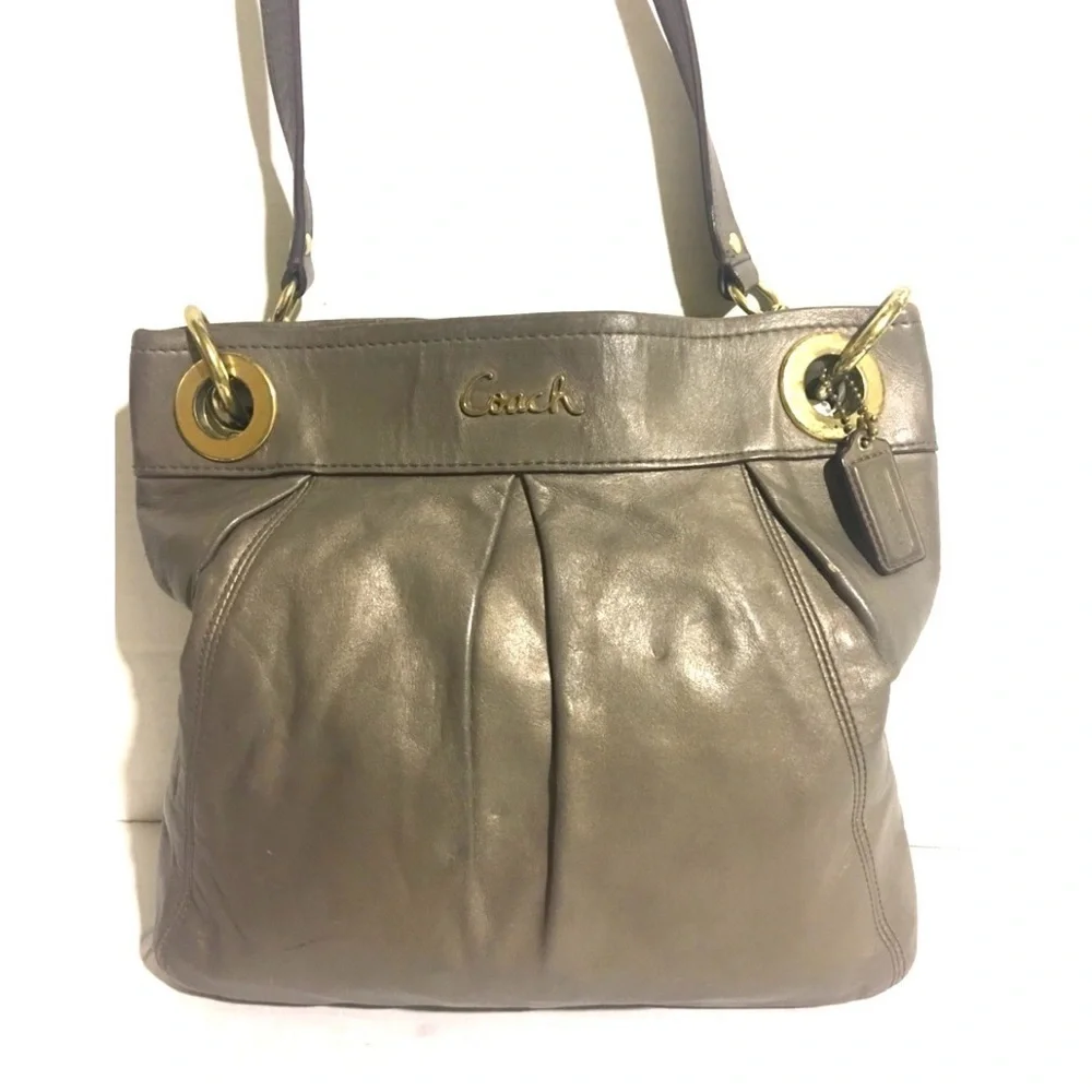 Coach | Bags | Coach Ashley Hippie Gray Leather Crossbody Handbag ...
